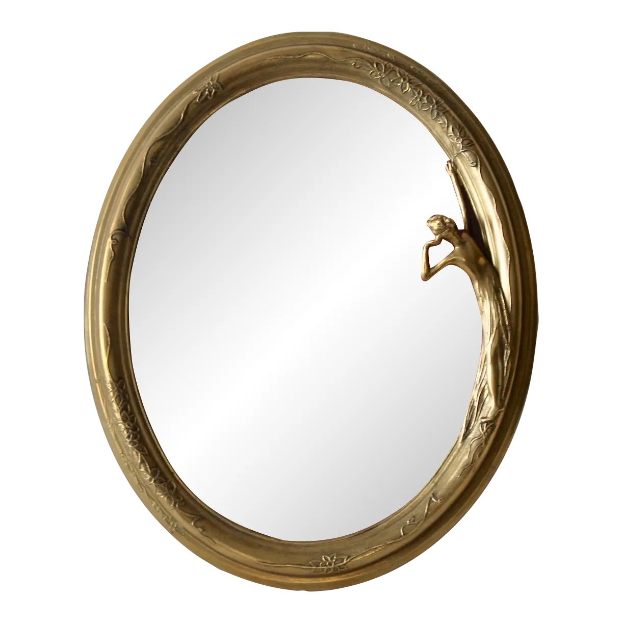 Vintage Italian Style Brass Oval Picture Frame Female Figure Detail ...