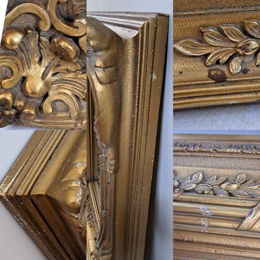 Mid 20th Century Hollywood Regence Style Gilded Mold Wooden Frame Beveled Wall Mirror | Chairish