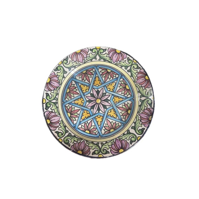 Colorful Vintage Hand Painted Spanish Wall Plate | Chairish