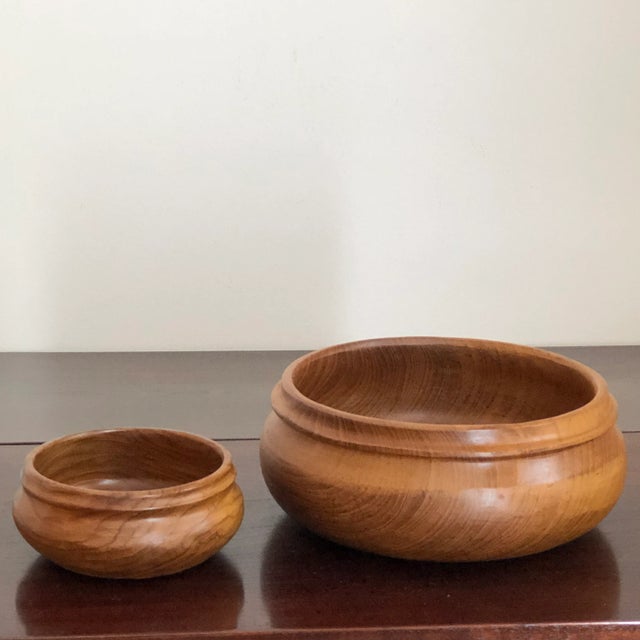Circa 1980 Teak Wood Serving Bowls — a Set | Chairish