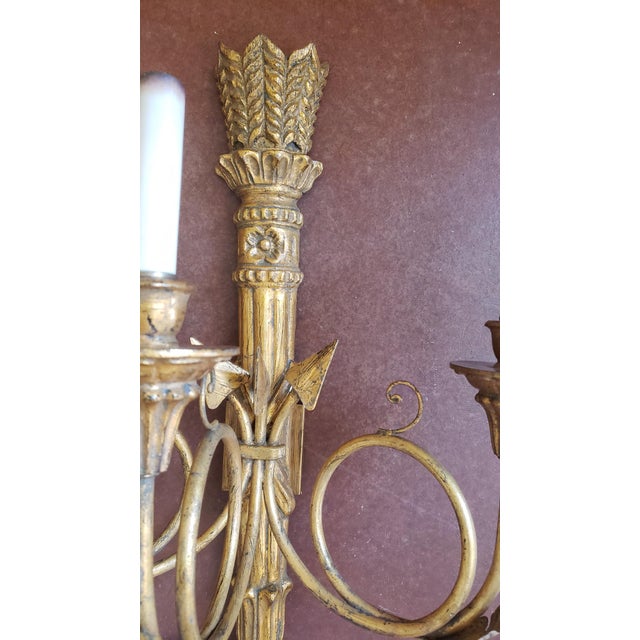 2000s French Directoire Style Three-Arm Sconce Pair With Arrow Design ...