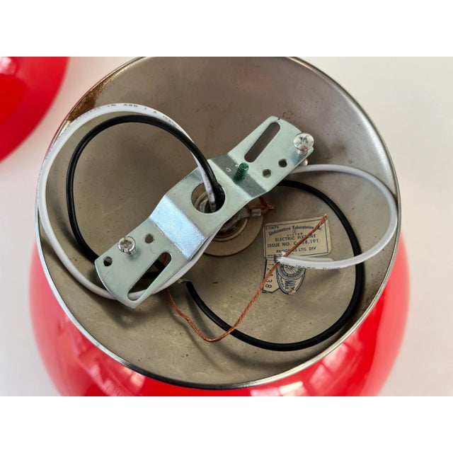 Mid Century Modern Cherry Red Semi-Flush Mount Lights - a Pair | Chairish