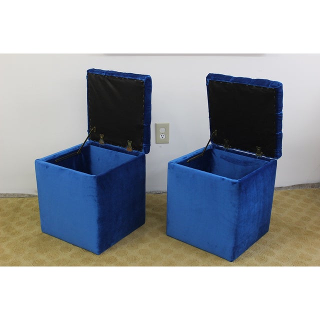 Mid Century Modern Small Storage Stools -- A Pair | Chairish