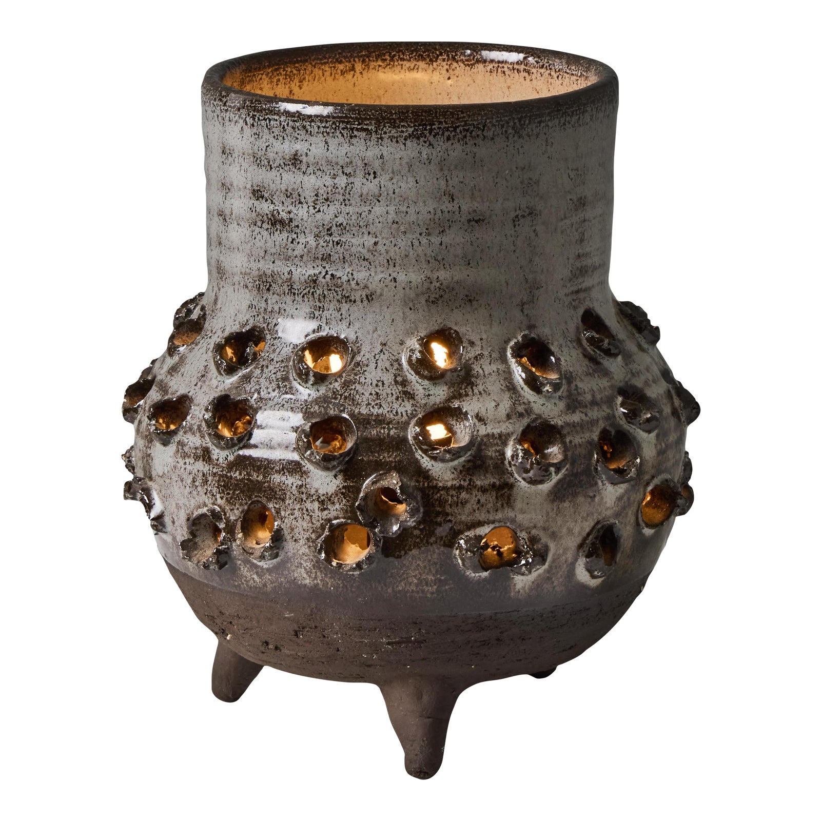 1970s Erik Glud Studio Crafted Stoneware Footed Table Lamp | Chairish