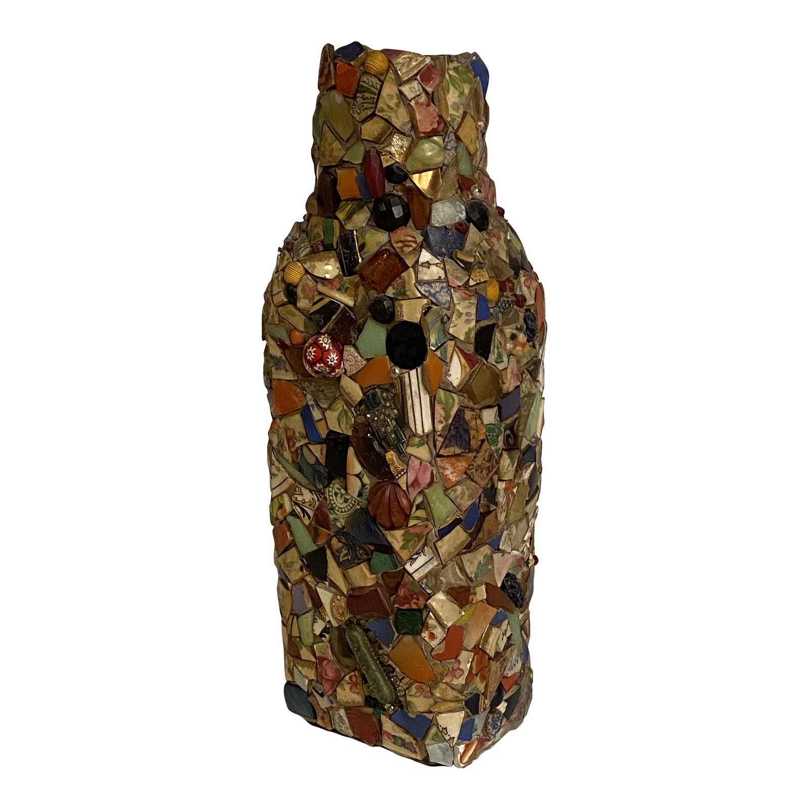1930s Folk Art Mosaic Milk Memory Bottle | Chairish