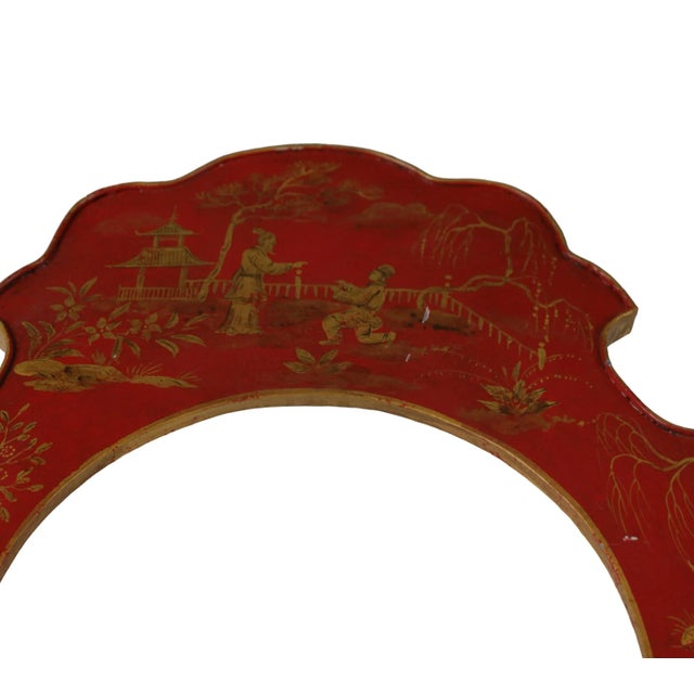 Vintage Red Chinoiserie Tole Mirror | Chairish