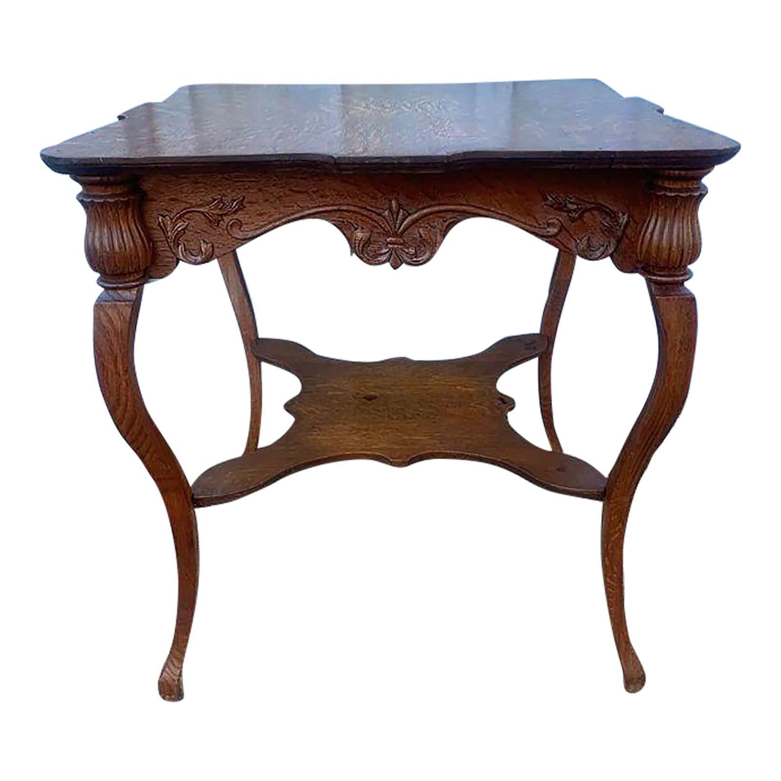 Antique Victorian Style Carved Quartersawn Oak Parlor Table/ Center ...