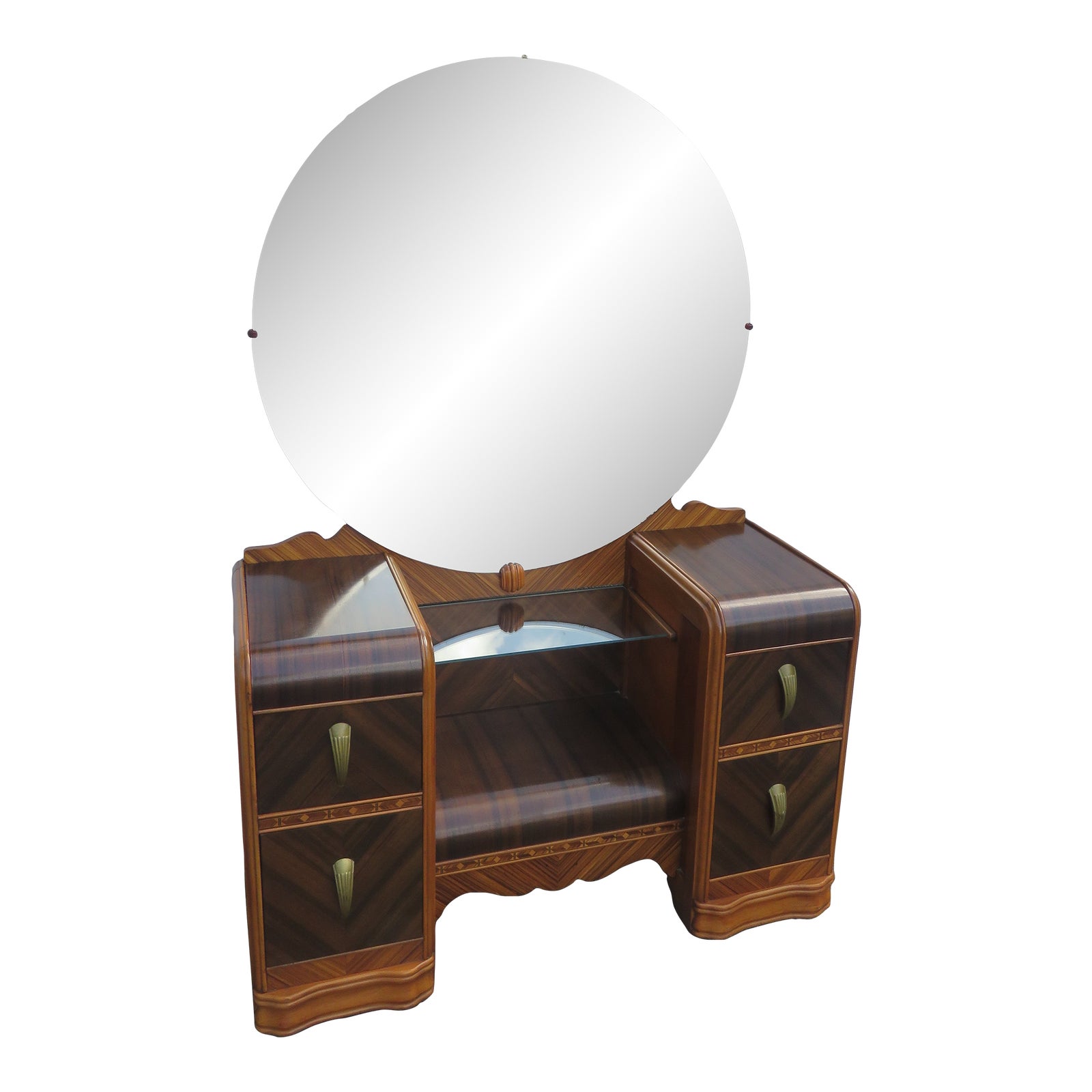 1920s Art Deco Waterfall Vanity Makeup Table 5910 | Chairish