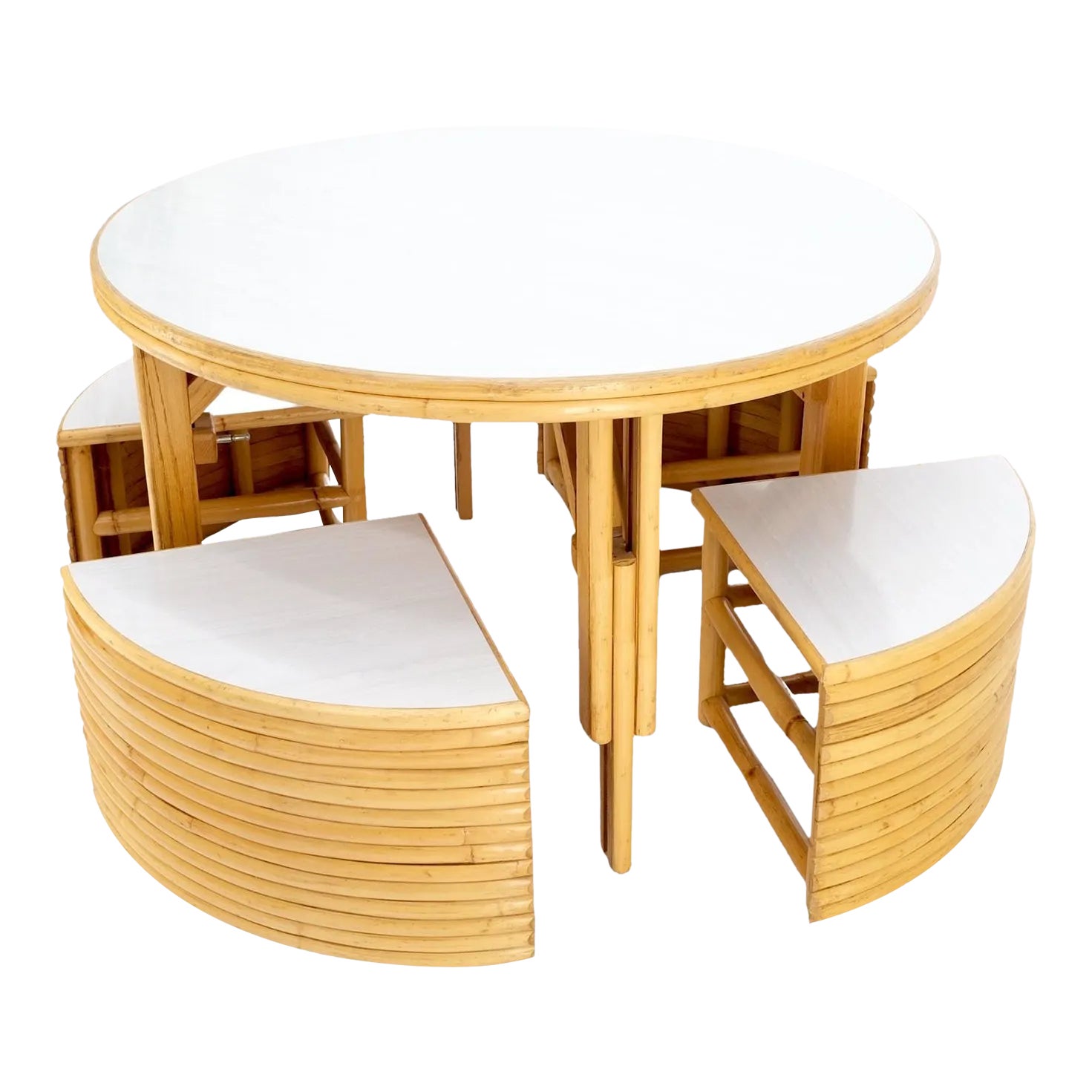 Hi-Lo Convertible Reed Coffee Dinette Game Table w/ Nesting Benches ...