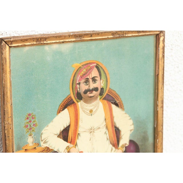 Antique Indian Seated Maharaja Framed Portrait | Chairish