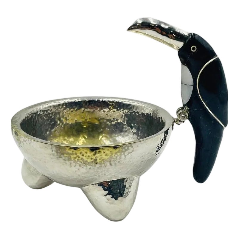 Silver Toucan Molcajete Bowl by Los Castillo, Taxco Mexico, 1960s ...
