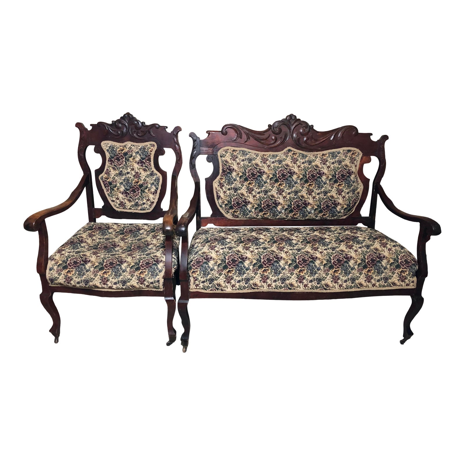 Late 19th Century Antique 2Pc Victorian Mahogany Carved Parlor Set ...