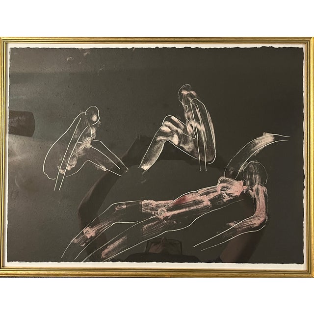 "Three Muses" 1987 Paint & Ink Nude American Modernist Jack Hooper | Chairish