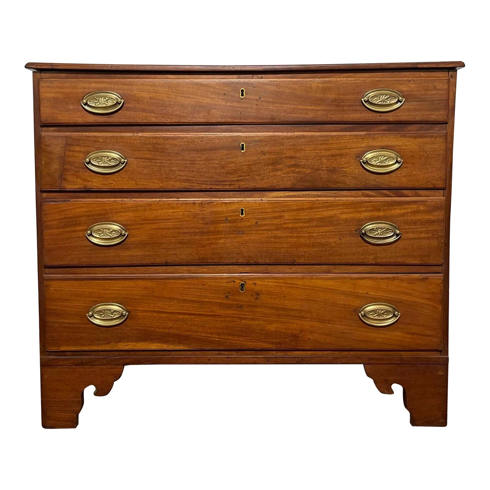 Antique Circa Early 19th Century American Federal Chest on Bracket Feet ...