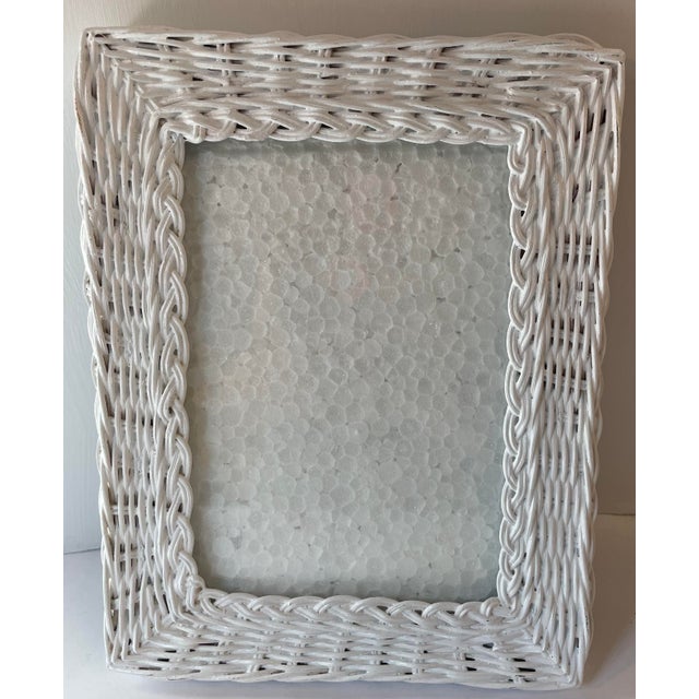 Vintage White Wicker Picture Frame | Chairish