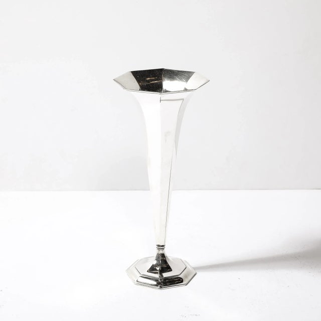 Tiffany & Co. Art Deco Octagonal Sterling Silver Trumpet Vase | Chairish