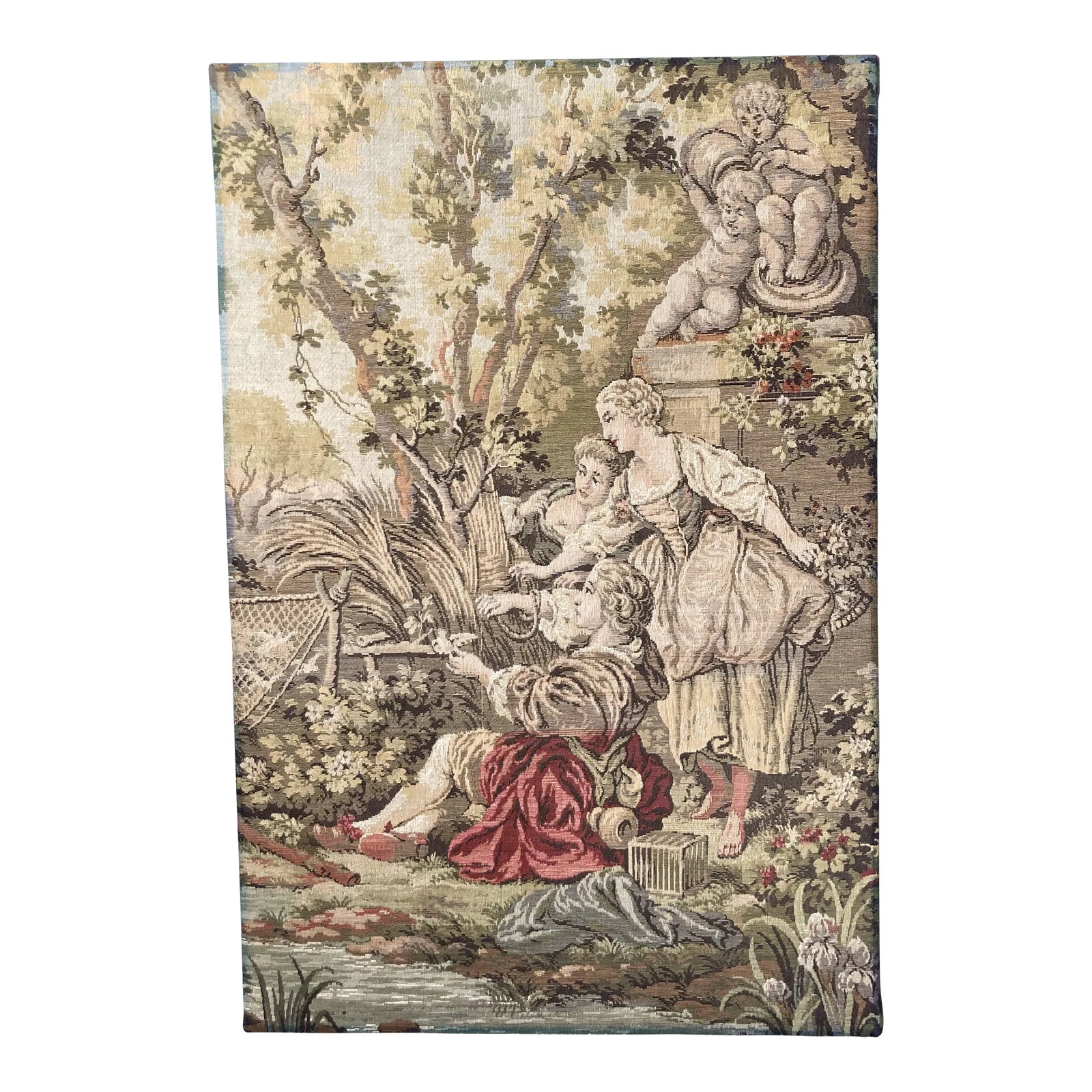 Mid 20th C Aubusson Style Inspired by Francis Boucher Vertical Verdure ...