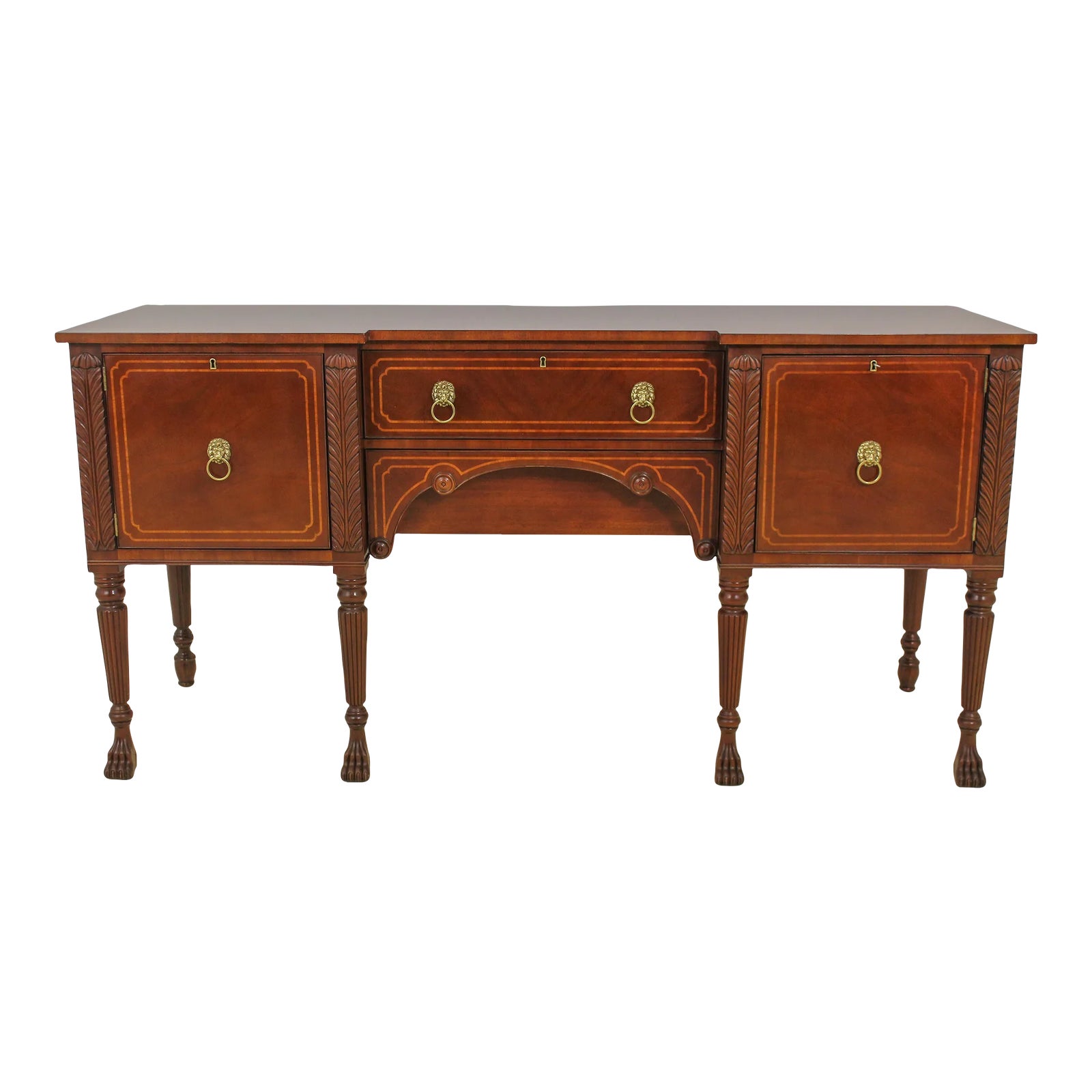 Kindel Irish Georgian Mahogany Paw Foot Sideboard | Chairish