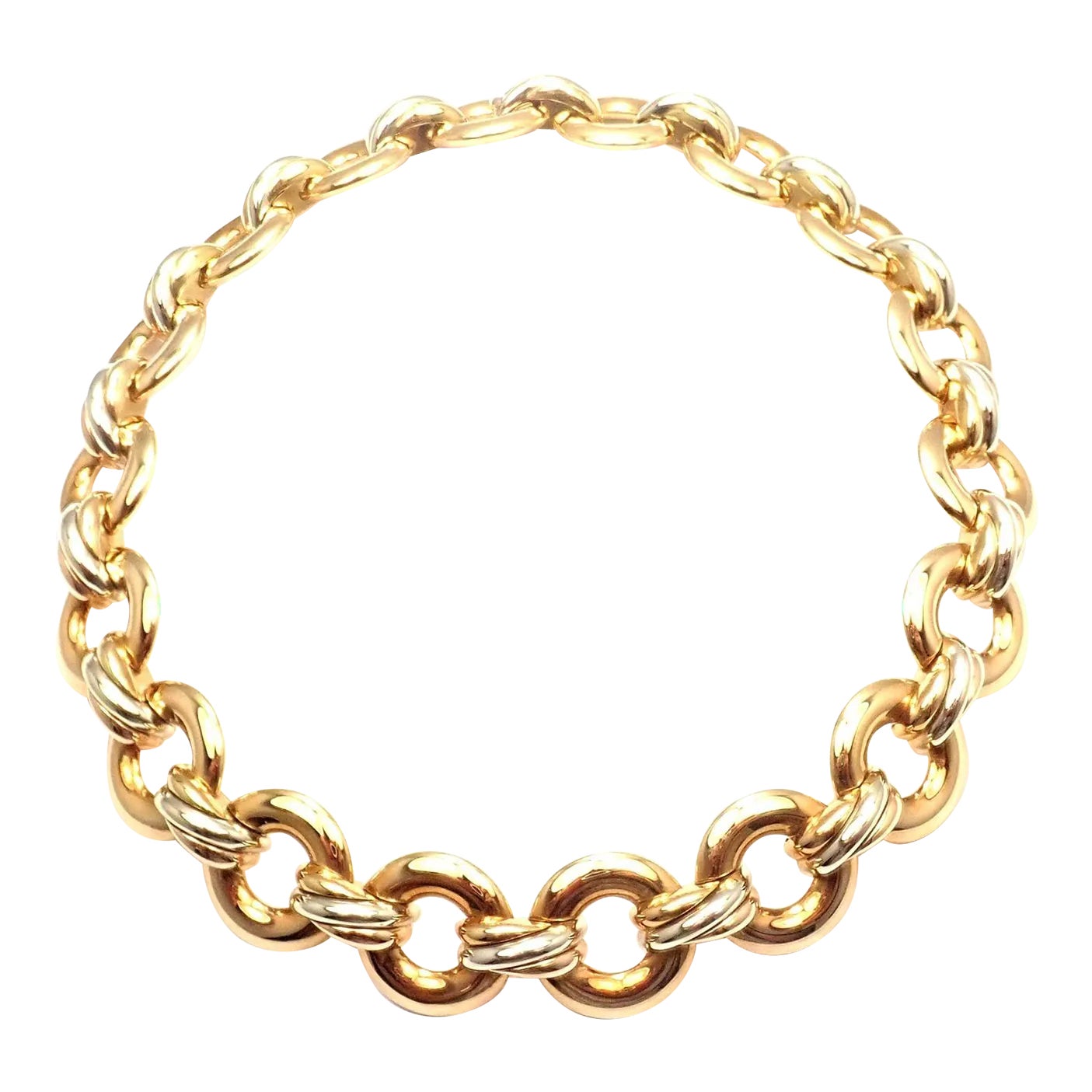 Cartier Trinity 18k Multi Color Gold Round Link Necklace | Chairish