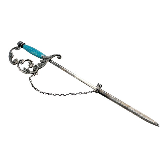 Late 19th Century Victorian Silver & Enamel Sword Stick Pin or Hat Pin ...