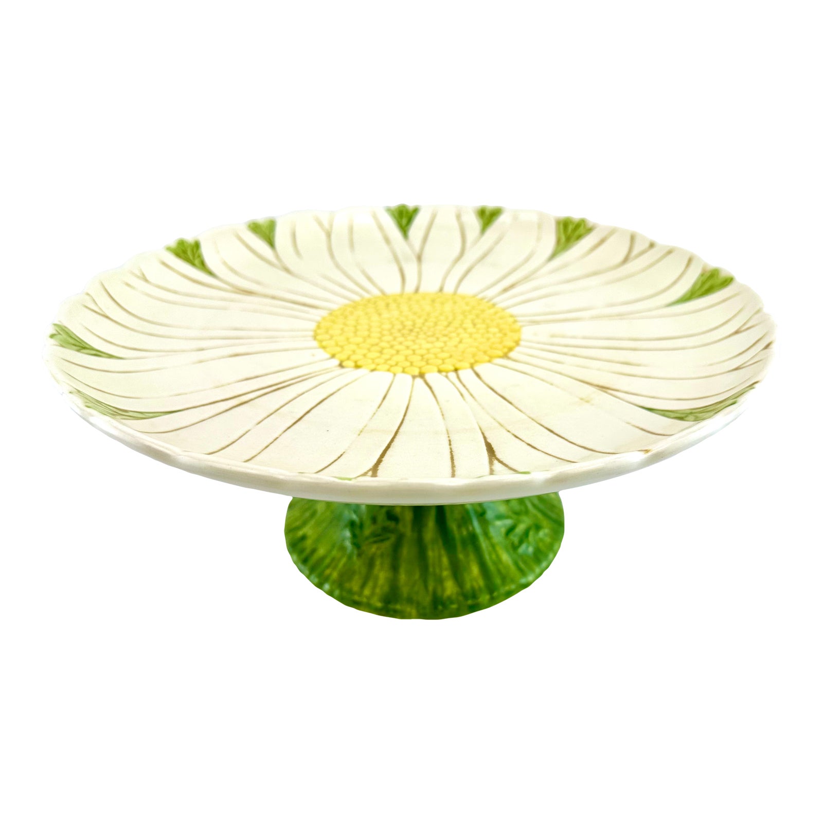 1960s Vintage Hand Painted Sunflower Pedestal Cake Stand | Chairish