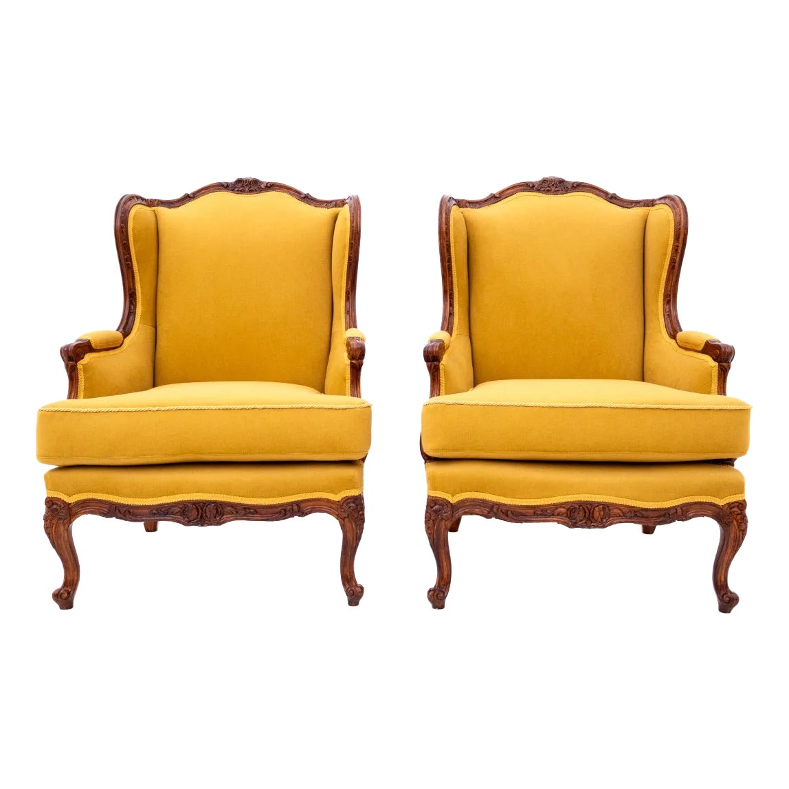 Set of Vintage French Wing Chairs, 1920 | Chairish