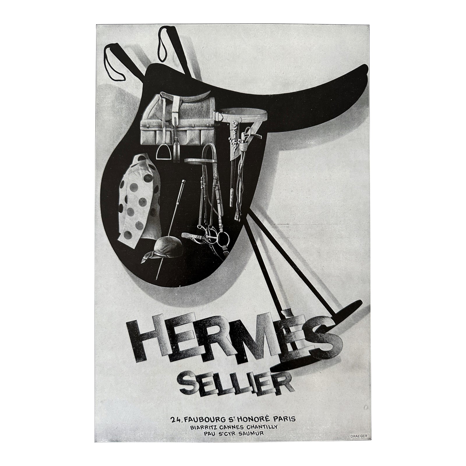 1928 Original French Advertisement Hermes Print, Saddle and Sport ...