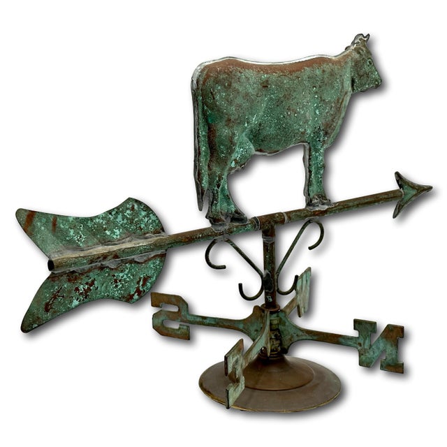 Very Decorative Vintage Mid Century Copper & Brass Cow Weathervane With ...