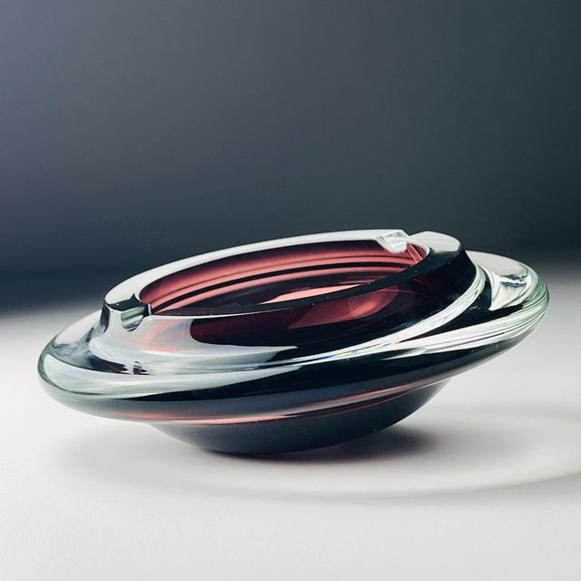 1980s Original Bordo Murano Glass Ashtray, Italy | Chairish