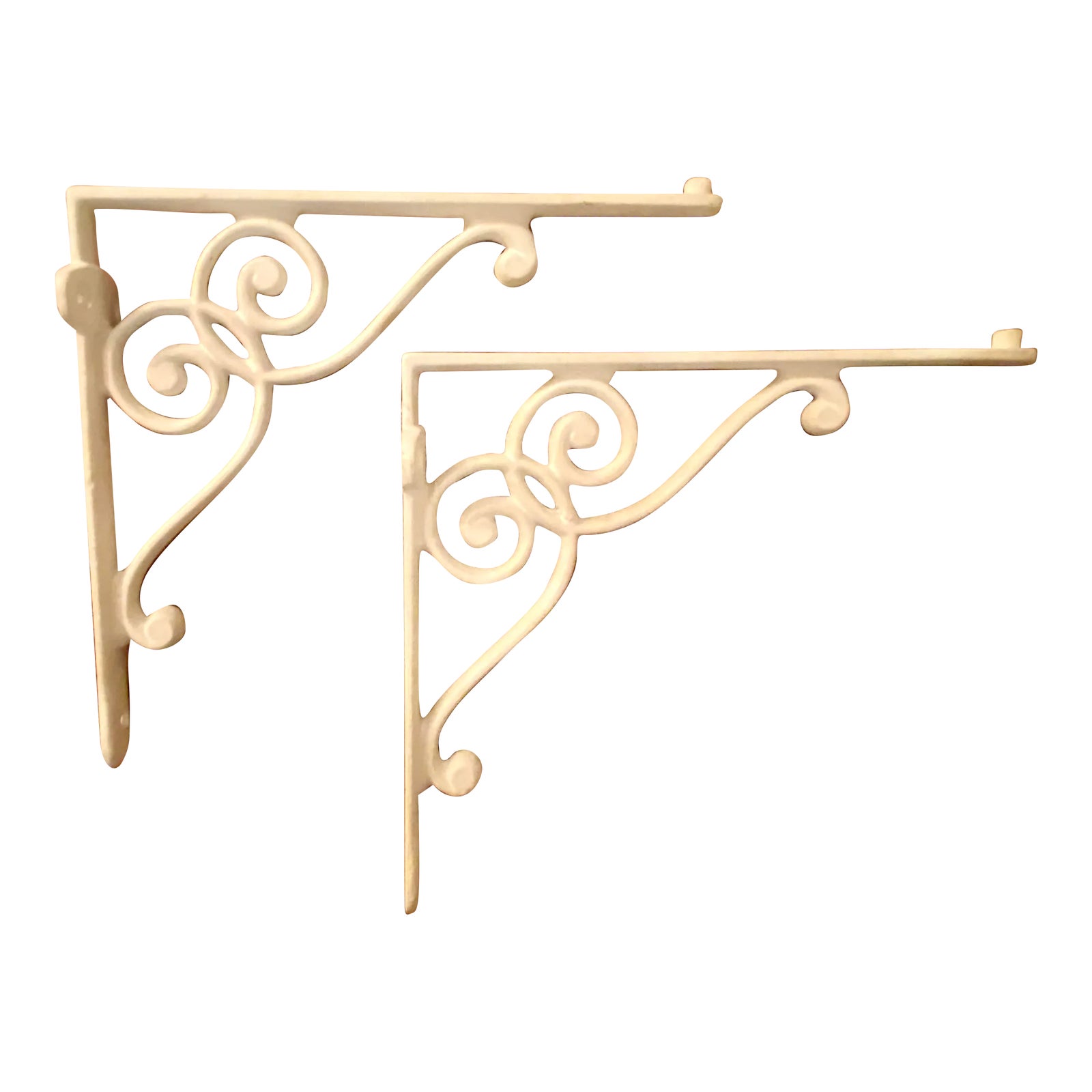 Vintage Style Decorative Metal Shelf Brackets- a Pair | Chairish