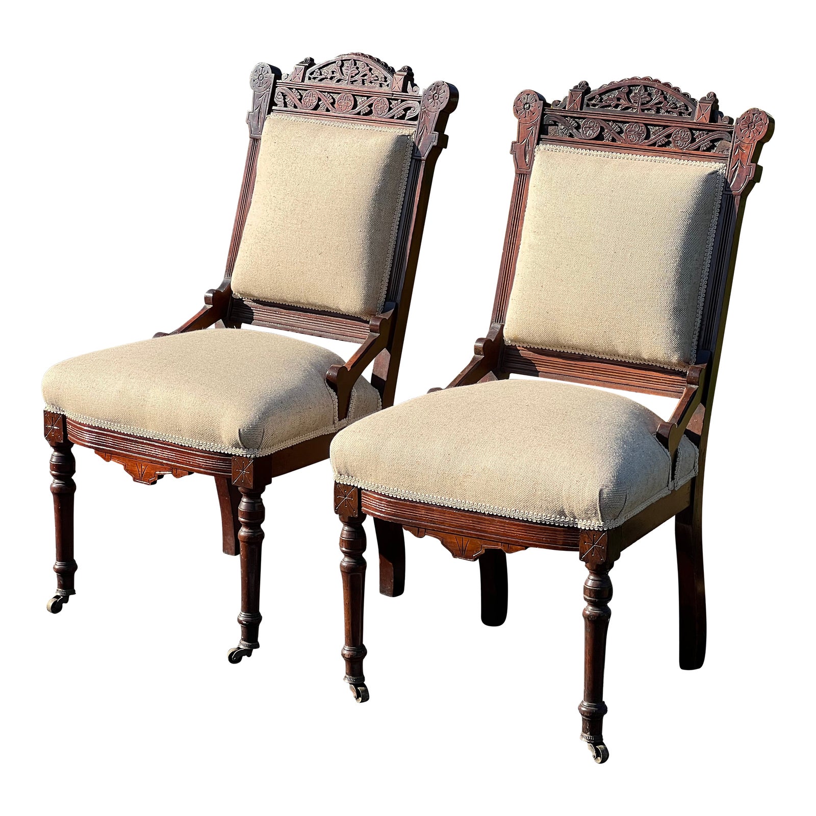 Pair of Antique Eastlake Victorian Parlor Chairs Century 1880 | Chairish