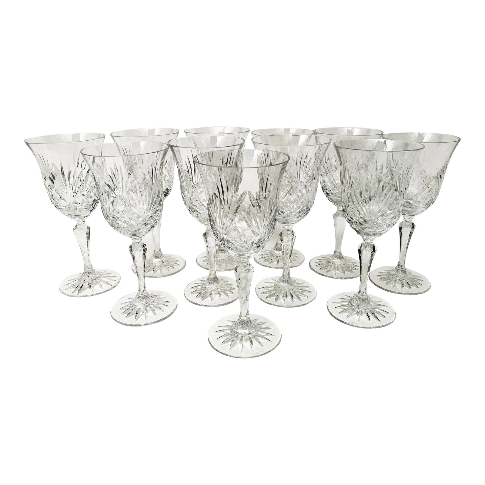 1980s Richmond Crystal Wine Glass (No Trim, Notched, Multisided Stem ...