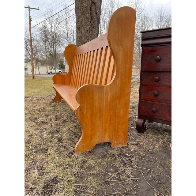 1980s Handmade Bench With Slatted Back | Chairish