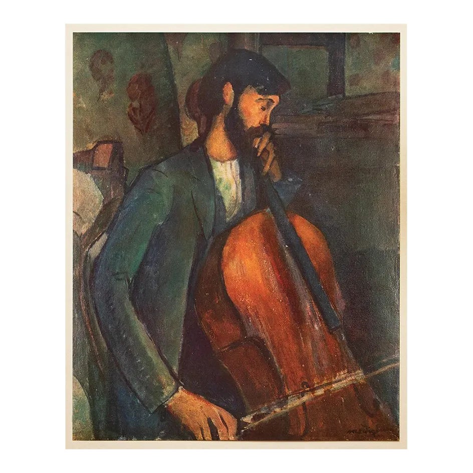 1940s "The Cellist" First Edition Swiss Lithograph After Amedeo ...