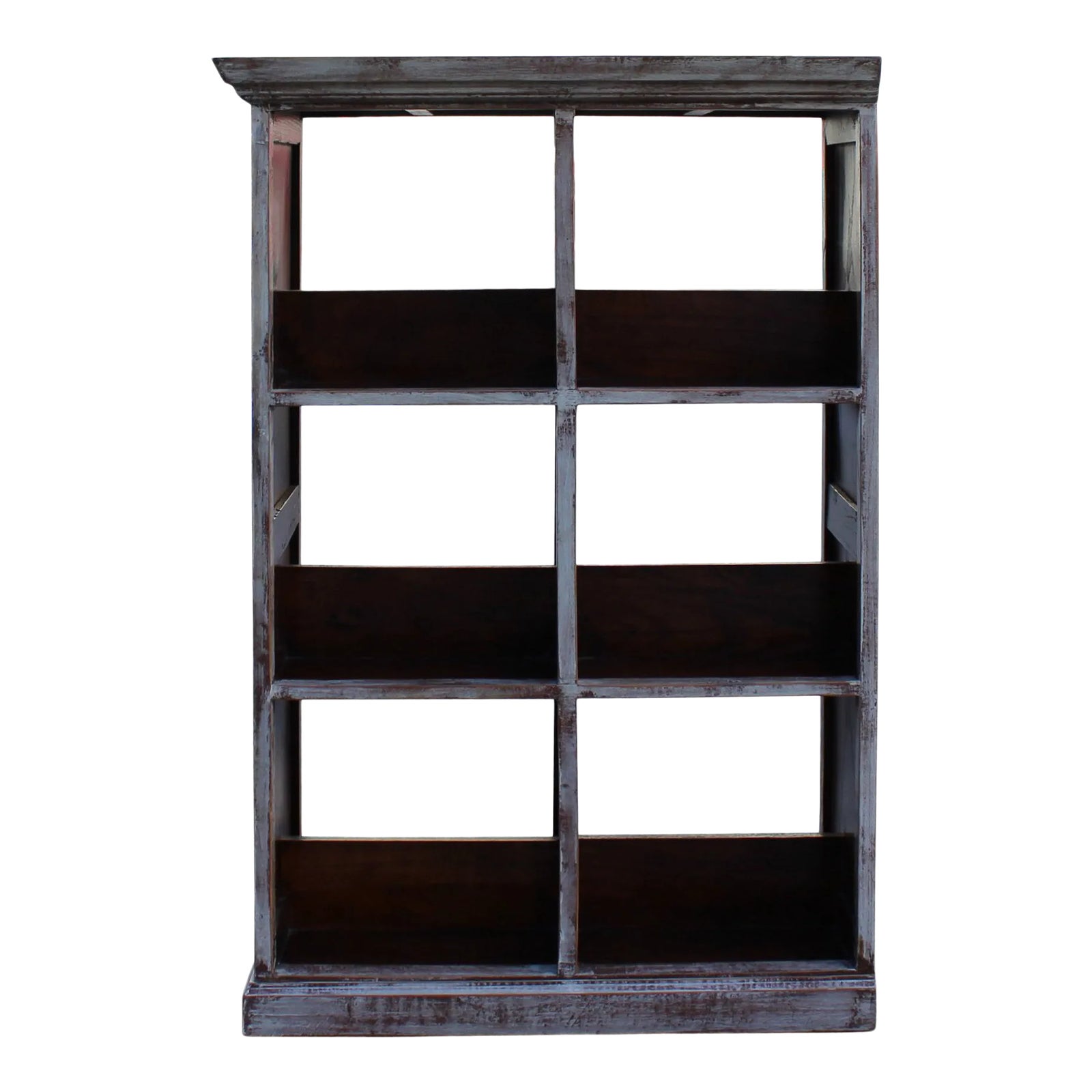 Distressed Cream Gray White Wood Table Top Curio Display Stand | Chairish