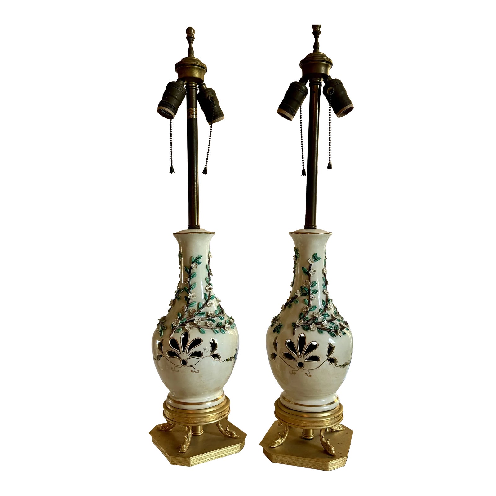 Pair of 1940s Early Marbro Porcelain Table Lamps | Chairish