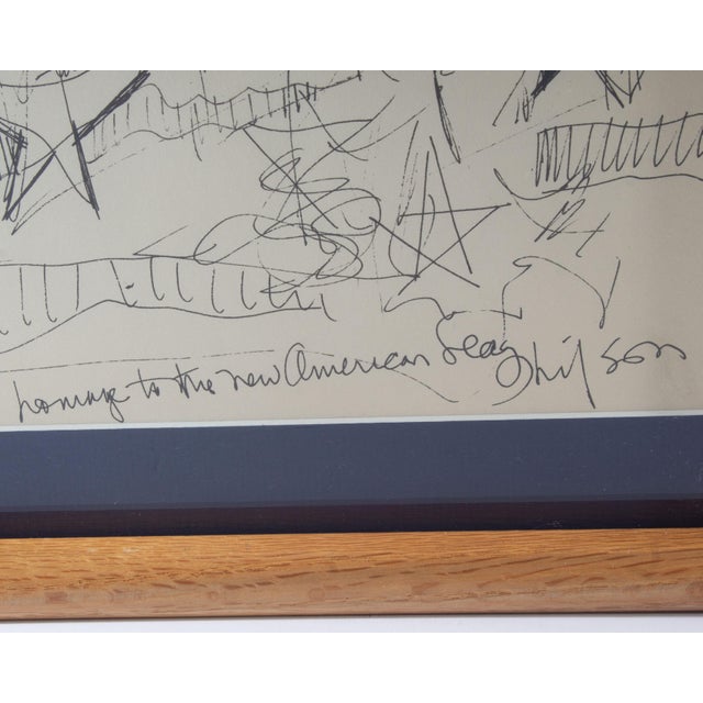 1960s “Homage to the New American Flag” Abstract Ink Drawing by Harry ...