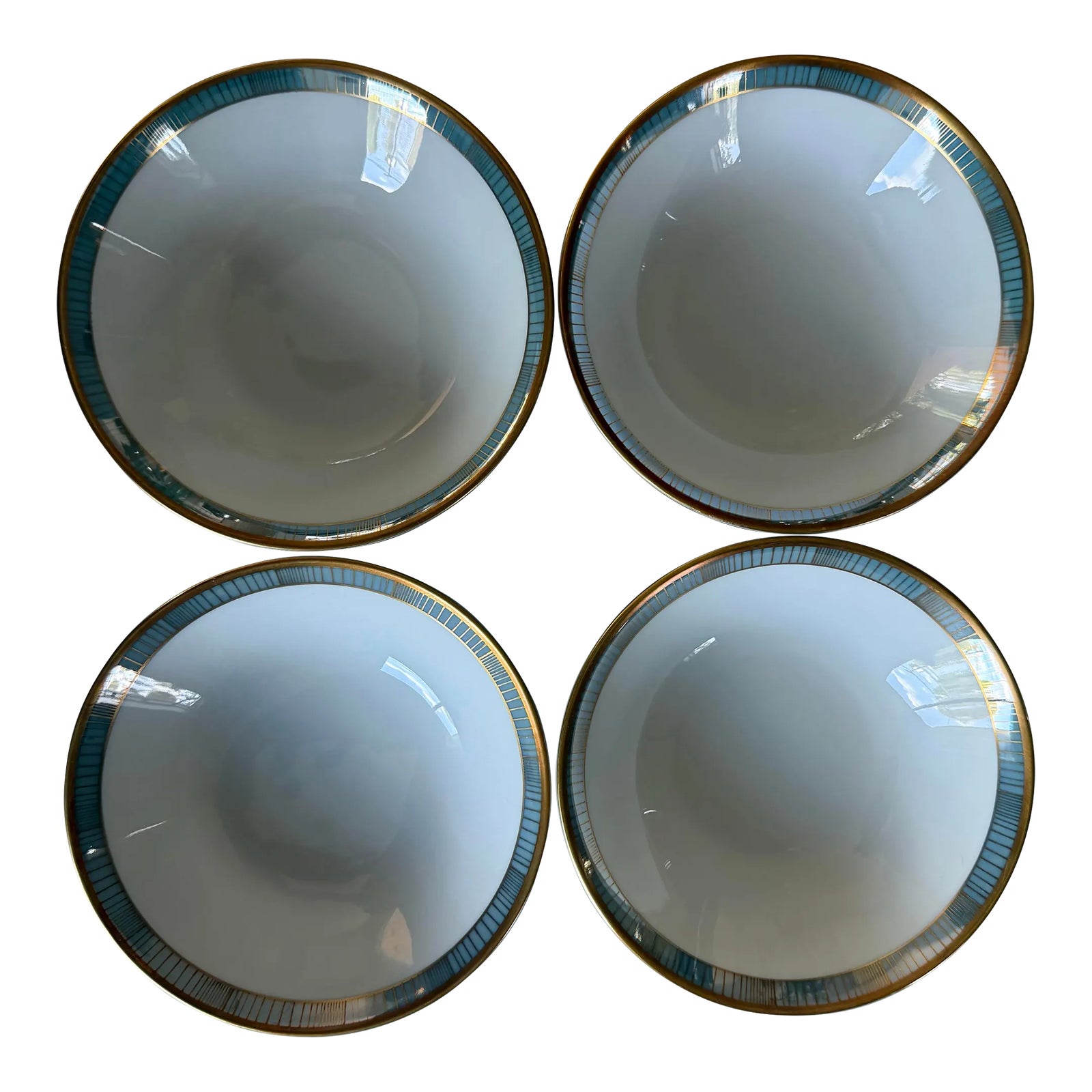 Mid Century Rosenthal Small Bowls in the Continental Blue Band Gold ...
