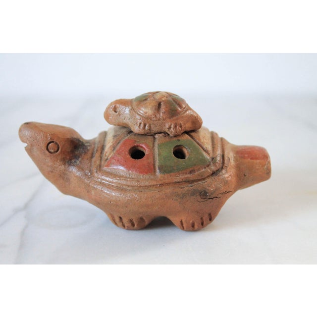 Vintage Folk Art Pottery Ocarina Whistle Turtle - Native South American ...