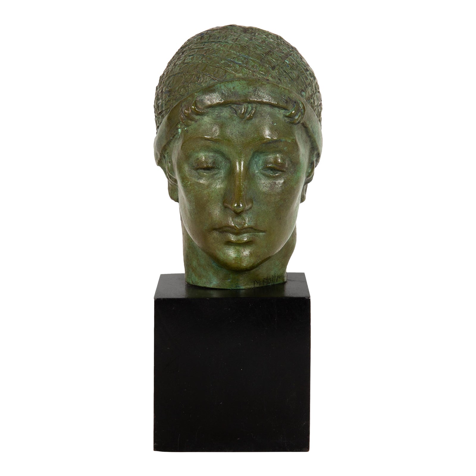 Rare American Bronze Sculpture Bust of “Unknown Woman” by Malvina ...