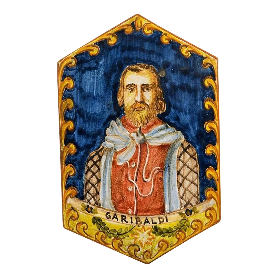 Garibaldi's Portrait Majolica, Ceramic, Made in Italy | Chairish