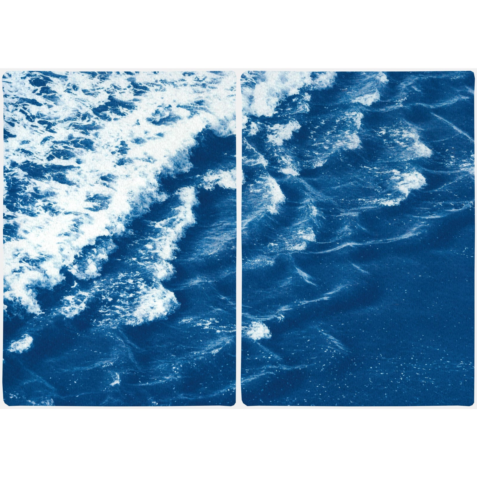 2020 "Rolling Waves Off Sidney" Seascape Cyanotype Diptych on ...