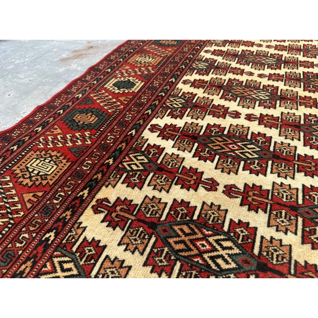 1950s Turkmen Yamut Style Pattern Hand Knotted Rug | Chairish