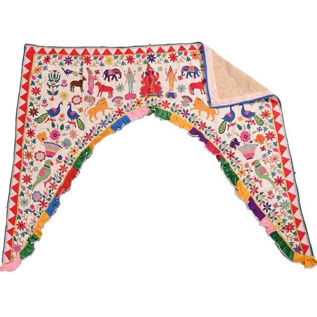 1960s Embroidery Birds & Lords Toran Gate Hanger Door Hanging Indian ...