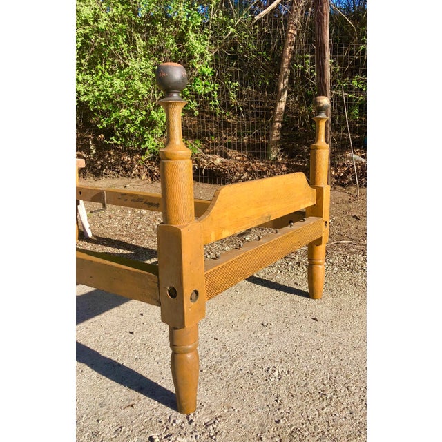 Late 19th Century Antique Hand Painted Rope Bed | Chairish