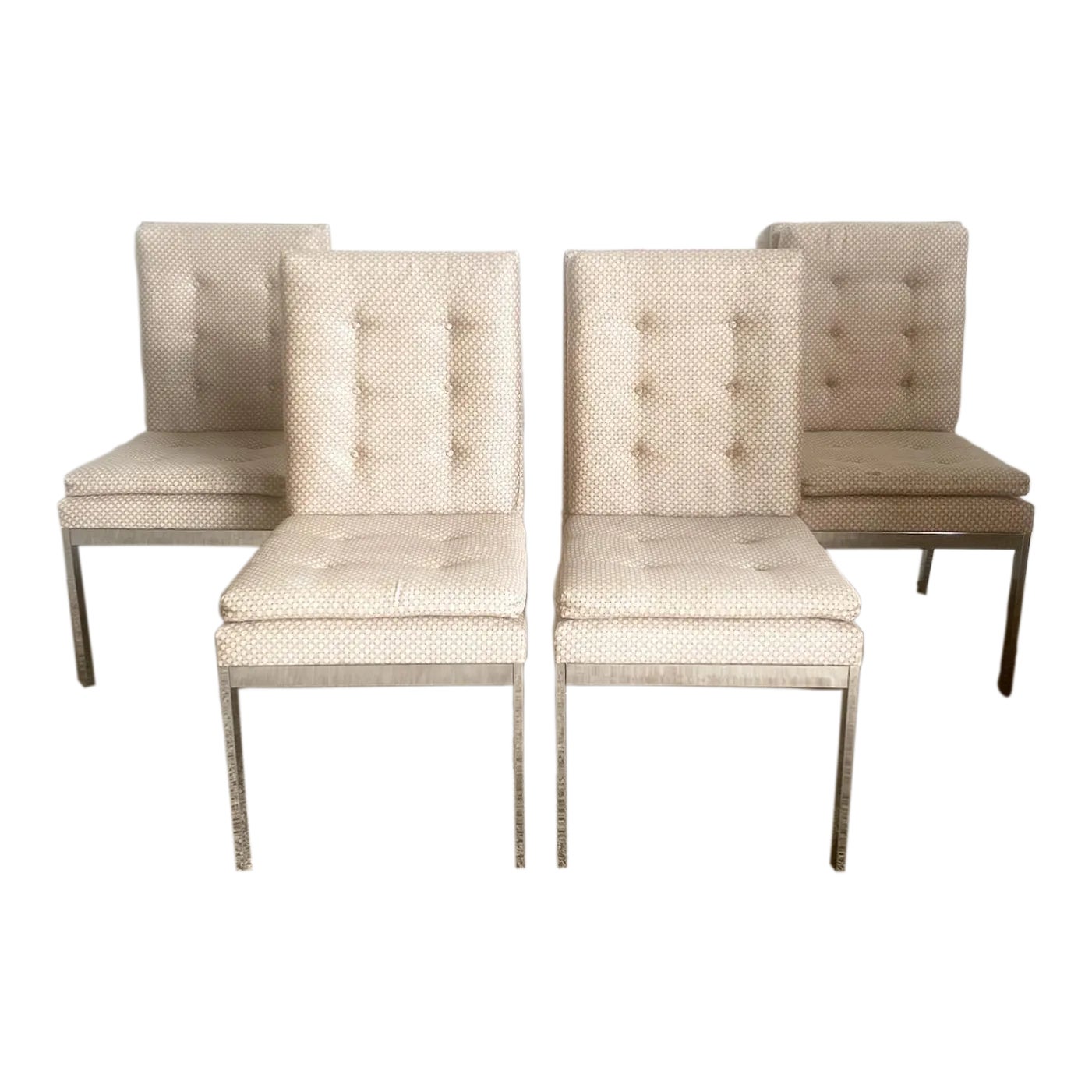 Mid Century Modern Chrome and Tufted Fabric Dining Chairs by Dia - Set ...