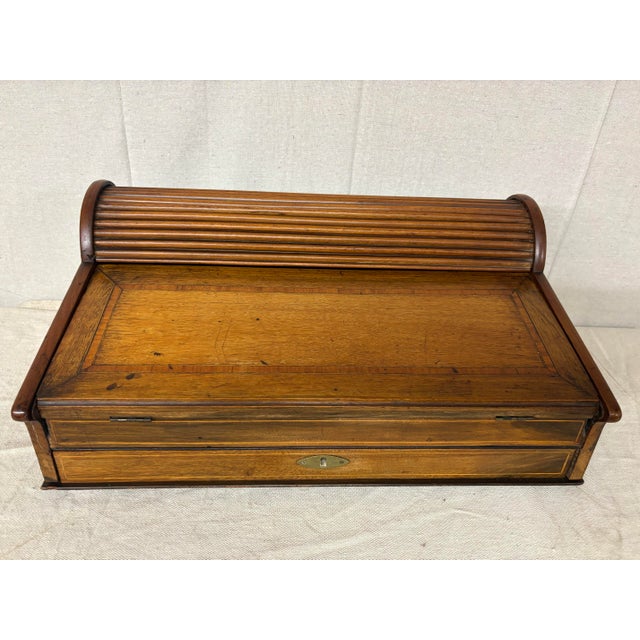 Antique English Roll Top Writing Slope | Chairish