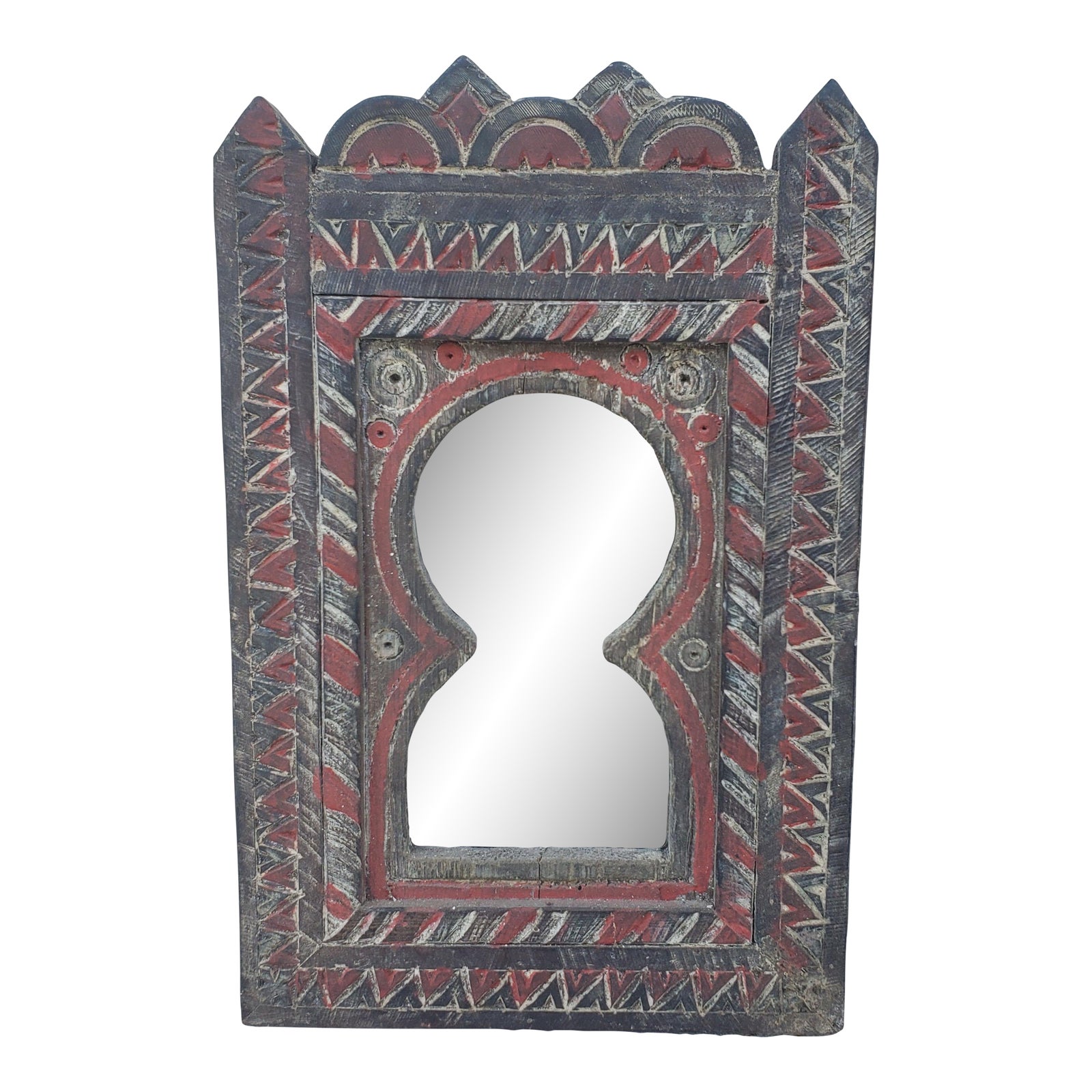 2000s Small Size Moroccan Arched Berber Style Mirror, Distressed 2 ...