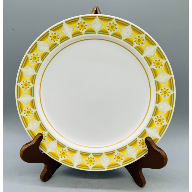 Mismatched Set of 5 Vintage Stoneware Geometric Dinner Plates | Chairish