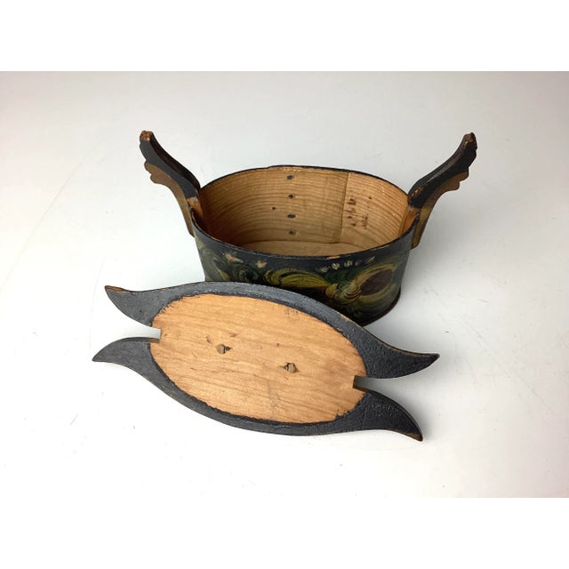 Antique Norwegian Bentwood Handmade Tine Box With Original Nordic Paint ...